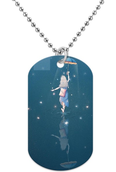 Yağmurda Yürümek Baskılı Gümüş Zincirli Künye/kolye TYT1874