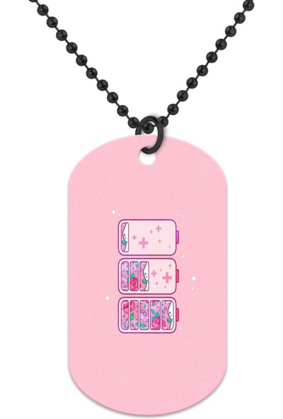 Batery Baskılı Siyah Zincirli Künye/kolye TYT1448