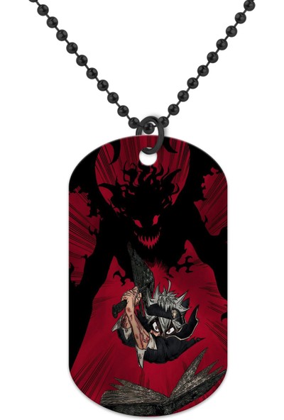 Black Clover Baskılı Siyah Zincirli Künye/kolye TYT1465 Black Clover Baskılı Siyah Zincirli Künye/kolye TYT1465