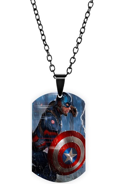 Captain America Baskılı Siyah Künye TYT897