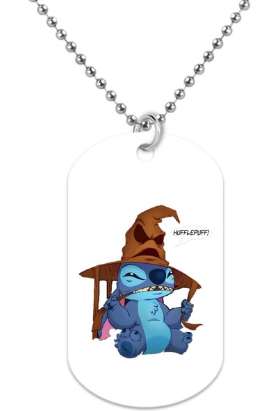 Harry Potter Stick Hufflepuff Baskılı Gümüş Zincirli Künye/kolye YTKTRD1178