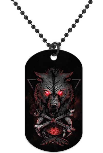 Bad Bear Baskılı Siyah Zincirli Künye/kolye TYT1443