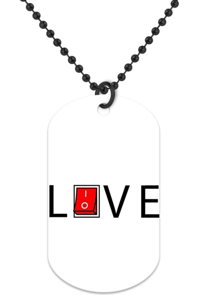 Li(O)Ve Baskılı Siyah Zincirli Künye/kolye YTKTRD1217