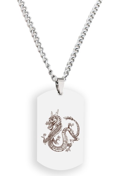 Ejderha Beyaz Künye/kolye YTKTRD804