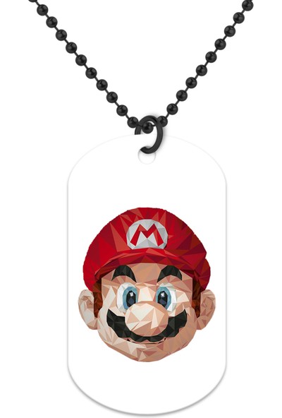 Mario Baskılı Siyah Zincirli Künye/kolye YTKTRD1223