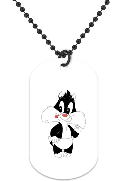 Bebek Sylvester Baskılı Siyah Zincirli Künye/kolye YTKTRD1317