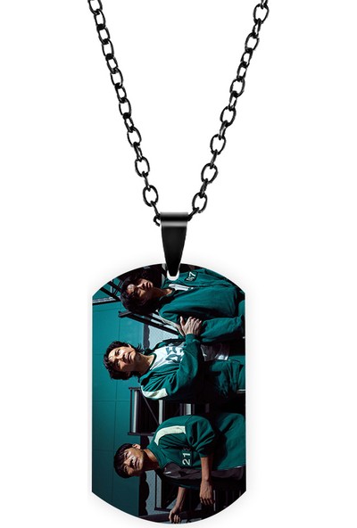 Squid Game Baskılı Siyah Künye TYT1276 Squid Game Baskılı Siyah Künye TYT1276