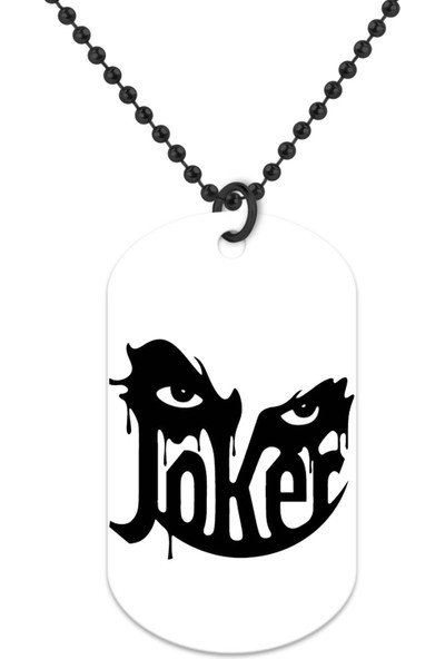 Joker Gözleri Baskılı Siyah Zincirli Künye/kolye YTKTRD1202
