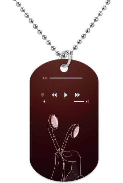 Snap Baskılı Gümüş Zincirli Künye/kolye TYT1801