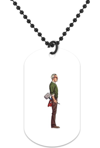 Stan Lee Baskılı Siyah Zincirli Künye/kolye YTKTRD1276