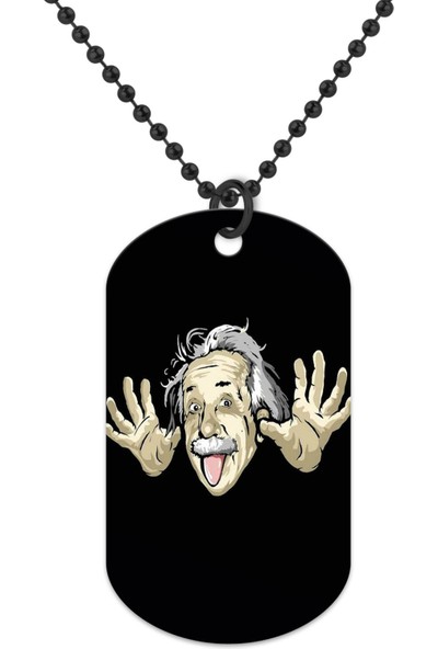 Albert Einstain Baskılı Siyah Zincirli Künye/kolye TYT1397 Albert Einstain Baskılı Siyah Zincirli Künye/kolye TYT1397