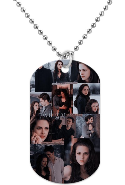 Twilight Baskılı Gümüş Zincirli Künye/kolye TYT1846