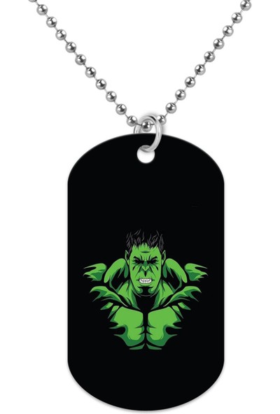 Hulk Baskılı Gümüş Zincirli Künye/kolye TYT1610
