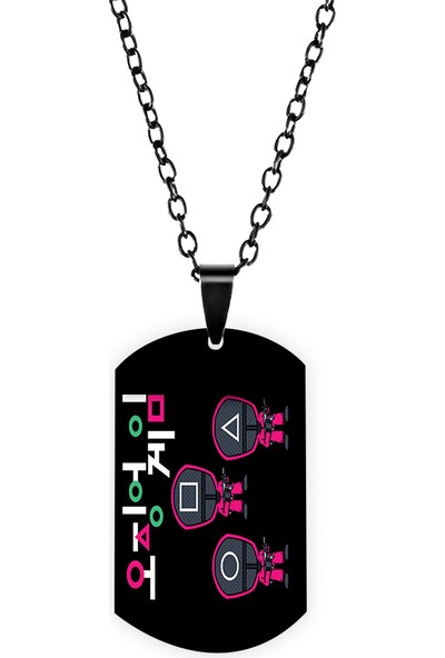 Squid Game Baskılı Siyah Künye TYT1279 Squid Game Baskılı Siyah Künye TYT1279