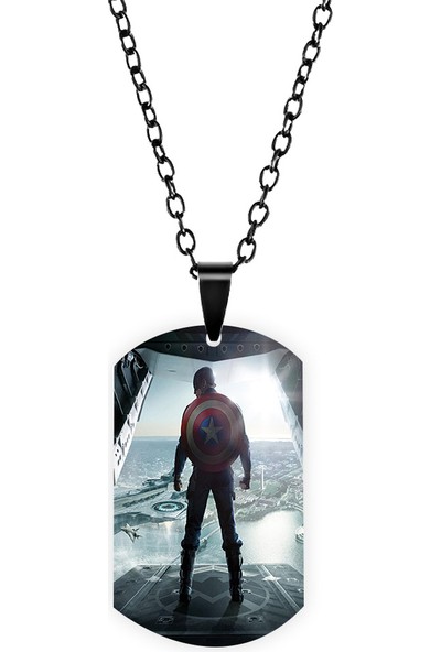 Captain America Baskılı Siyah Künye TYT888