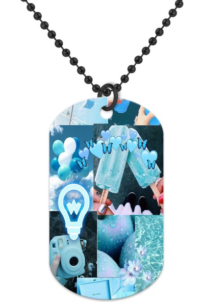 Light Blue Baskılı Siyah Zincirli Künye/kolye TYT1665 Light Blue Baskılı Siyah Zincirli Künye/kolye TYT1665