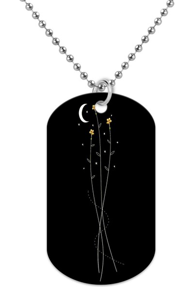 Ayda Çiçek Baskılı Gümüş Zincirli Künye/kolye TYT1431