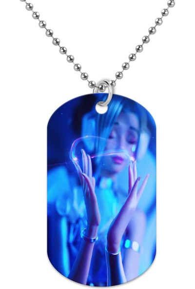 Seraphine Baskılı Gümüş Zincirli Künye/kolye TYT1785