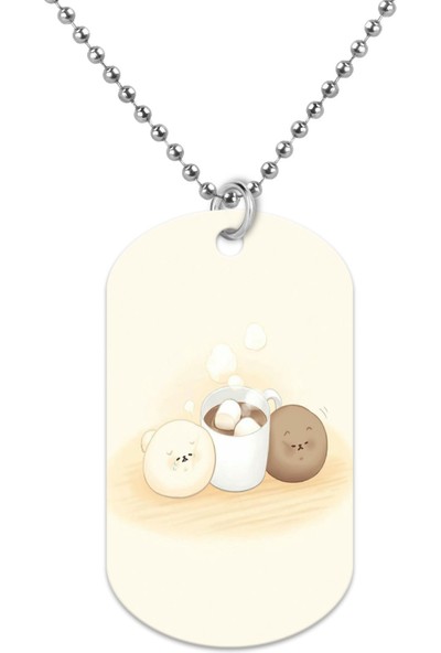 White Chocolate Baskılı Gümüş Zincirli Künye/kolye TYT1865