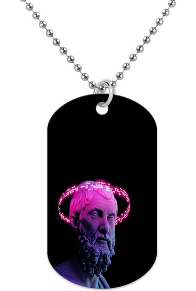 Statue Baskılı Gümüş Zincirli Künye/kolye TYT1816