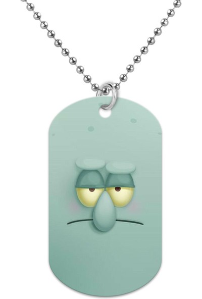 Sunger Bob Baskılı Gümüş Zincirli Künye/kolye TYT1822