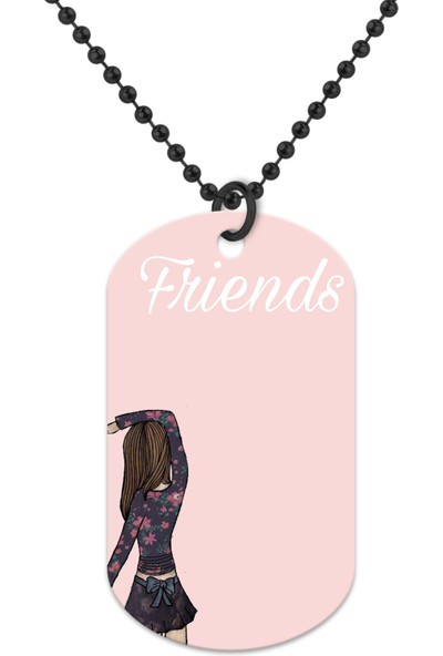 Friends Baskılı Siyah Zincirli Künye/kolye TYT1564