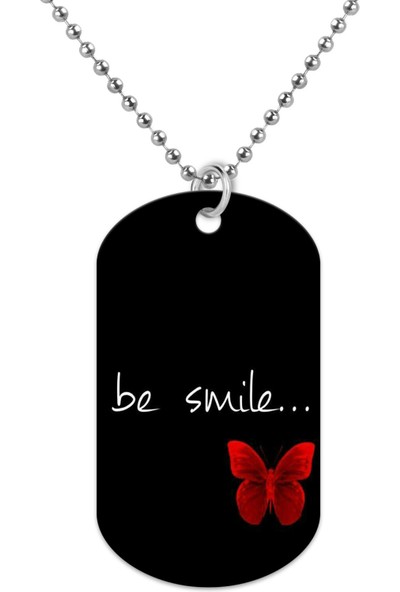 Rowalsi Be Smile Baskılı Gümüş Zincirli Künye/kolye TYT1452