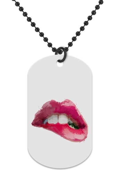 Lips Baskılı Siyah Zincirli Künye/kolye TYT1666 Lips Baskılı Siyah Zincirli Künye/kolye TYT1666