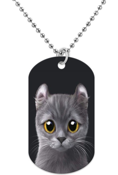 Sevimli Kedi Baskılı Gümüş Zincirli Künye/kolye TYT1787