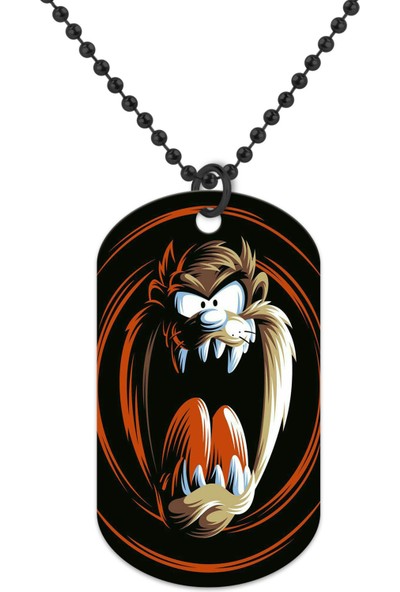 Tazmanya Canavarı Baskılı Siyah Zincirli Künye/kolye TYT1828