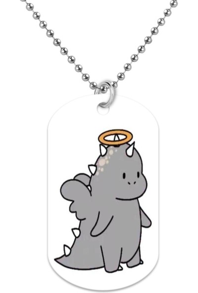 Dino Baskılı Gümüş Zincirli Künye/kolye TYT1528 Dino Baskılı Gümüş Zincirli Künye/kolye TYT1528