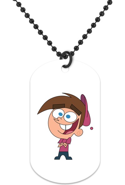 Timmy Tuner Baskılı Siyah Zincirli Künye/kolye YTKTRD1291