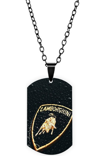 Lamborghini Baskılı Siyah Künye TYT432 Lamborghini Baskılı Siyah Künye TYT432