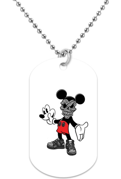 Kuru Kafa Miki Mouse Baskılı Gümüş Zincirli Künye/kolye YTKTRD1214 Kuru Kafa Miki Mouse Baskılı Gümüş Zincirli Künye/kolye YTKTRD1214