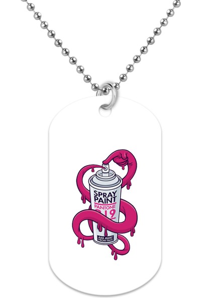 Sprey Baskılı Gümüş Zincirli Künye/kolye YTKTRD1275 Sprey Baskılı Gümüş Zincirli Künye/kolye YTKTRD1275