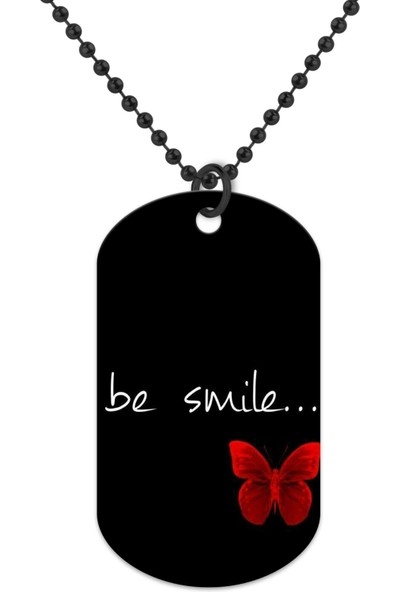 Be Smile Baskılı Siyah Zincirli Künye/kolye TYT1452