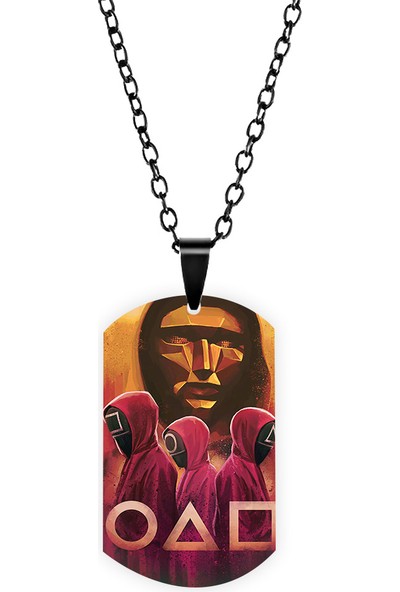 Squid Game Muhafız Baskılı Siyah Künye TYT741