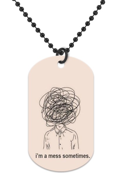 I'm A Mess Some Times Baskılı Siyah Zincirli Künye/kolye TYT1614 I'm A Mess Some Times Baskılı Siyah Zincirli Künye/kolye TYT1614