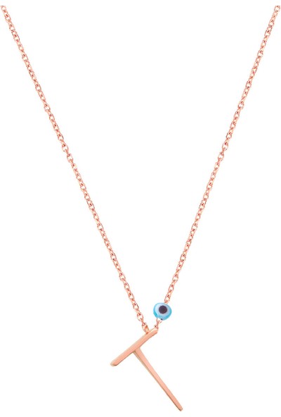 Coşar Silver Taşsız Nazar Boncuklu T Harfi Rose Kaplama Gümüş Kolye Coşar Silver Taşsız Nazar Boncuklu T Harfi Rose Kaplama Gümüş Kolye