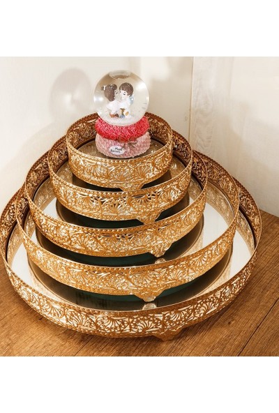 Crystal Turkey Yuvarlak Gold 5'li Nişan Çeyiz Tepsi Seti Crystal Turkey Yuvarlak Gold 5'li Nişan Çeyiz Tepsi Seti