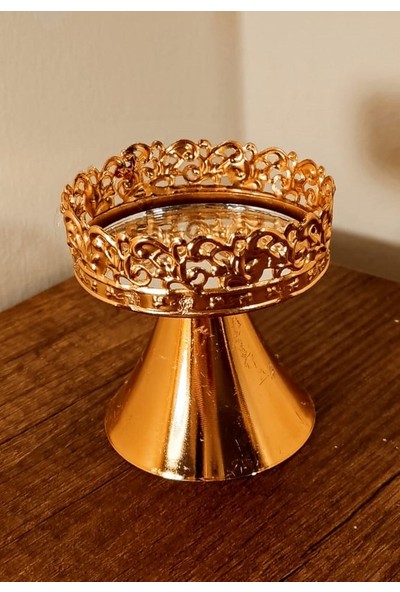 Crystal Turkey 6'lı Yuvarlak Ayaklı Aynalı Lokumluk Gold Renk