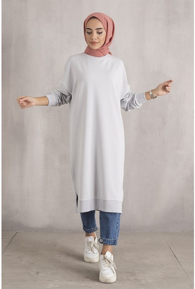 Modaala Yanı Yırtmaçlı Tunik Gri