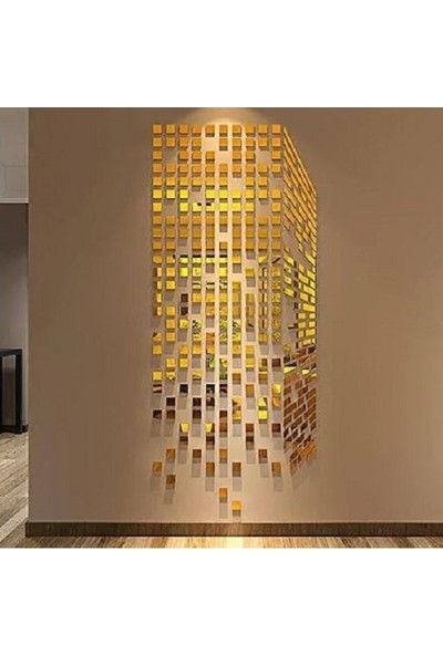 Özel Hediyecim Dekor Süs Mozaık Ayna 100X Adet Pleksi Dekoratif Gold Antre Banyo Özel Hediyecim Dekor Süs Mozaık Ayna 100X Adet Pleksi Dekoratif Gold Antre Banyo