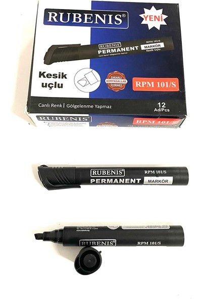 Rubenis Permanent Koli Kalemi Kesik Uçlu Siyah 12'li (1 Paket) Rubenis Permanent Koli Kalemi Kesik Uçlu Siyah 12'li (1 Paket)
