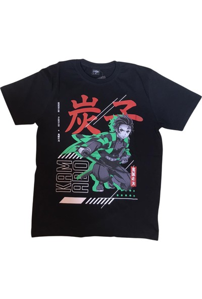 Orijin Unisex Regular Pamuklu Sırt Baskılı Anime T-Shirt Demon Slayer W Title