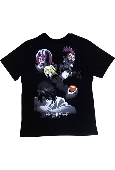 Rise Unisex Regular Pamuklu Sırt Baskılı Anime T-Shirt Death Note Apple