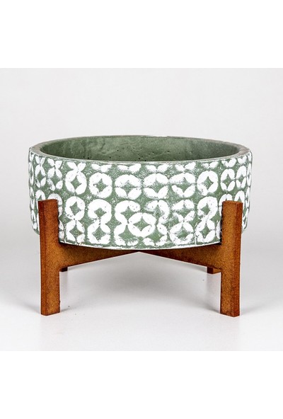 Stand Ayaklı Yeşil Aranjman Beton Saksı 20X14 cm