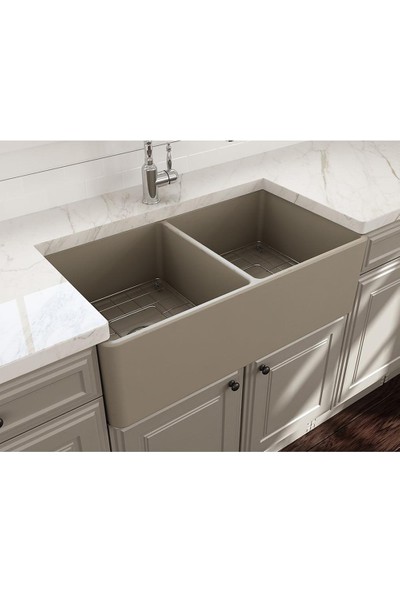 Bocchi Lavello Çift Gözlü Seramik Mutfaf Eviye, 85 Cm, Mat Kaşmir 1139-011-0120-03 Bocchi Lavello Çift Gözlü Seramik Mutfaf Eviye, 85 Cm, Mat Kaşmir 1139-011-0120-03