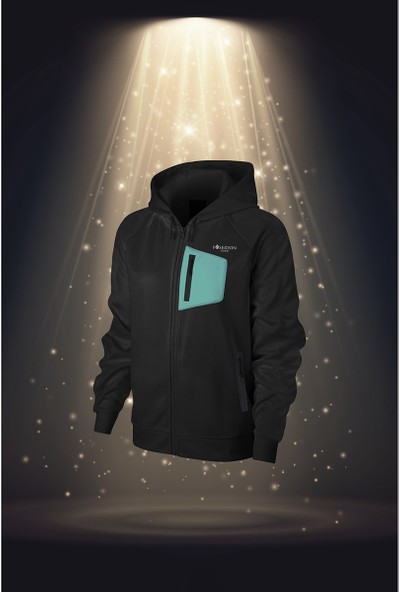 Poseidon Storm Büyük Beden Kadın Siyah Interlok Kumaş Fermuarlı Kapüşonlu Günlük Rahat Sweatshirt 3XL-10XL Poseidon Storm Büyük Beden Kadın Siyah Interlok Kumaş Fermuarlı Kapüşonlu Günlük Rahat Sweatshirt 3XL-10XL