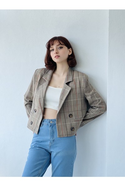 Retrobird Kısa Blazer Ceket Kadın Kum
